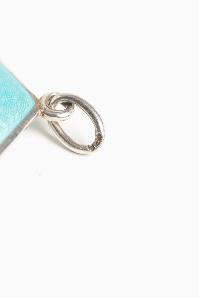 Art Deco Blue Guilloche Enamel Locket For Sale at 1stDibs