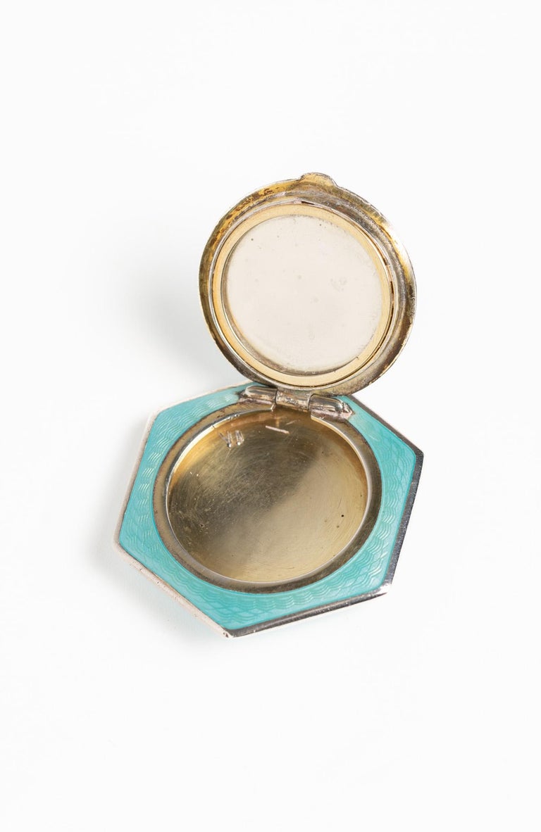 Art Deco Blue Guilloche Enamel Locket For Sale at 1stDibs