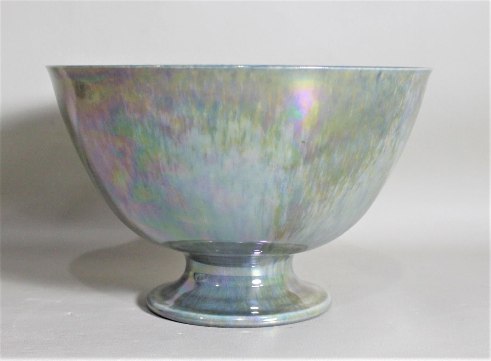 Art Deco Blue Iridescent Ruskin Pottery Pedestal Bowl at 1stDibs ...