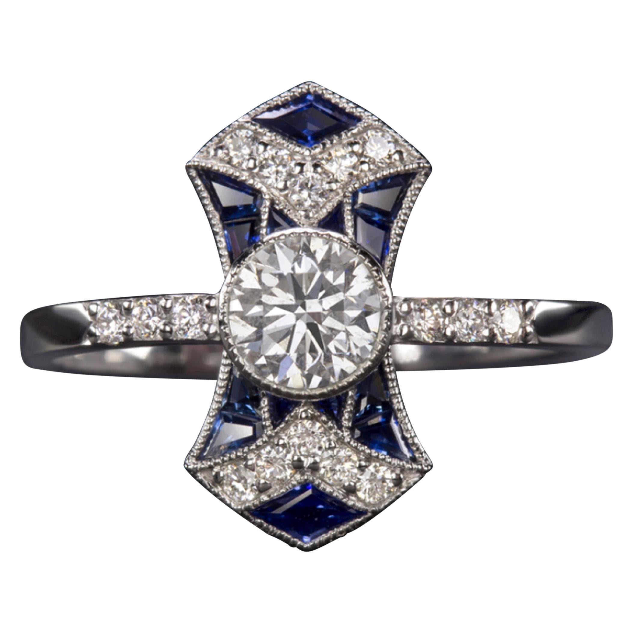 Art Deco Blue Zircon Diamond Ring at 1stDibs