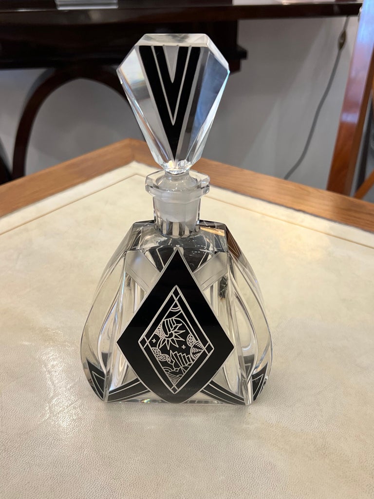 Art Deco Bohemian Glass Decanter Set For Sale at 1stDibs