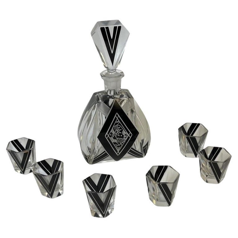 Art Deco Bohemian Glass Decanter Set For Sale At 1stdibs