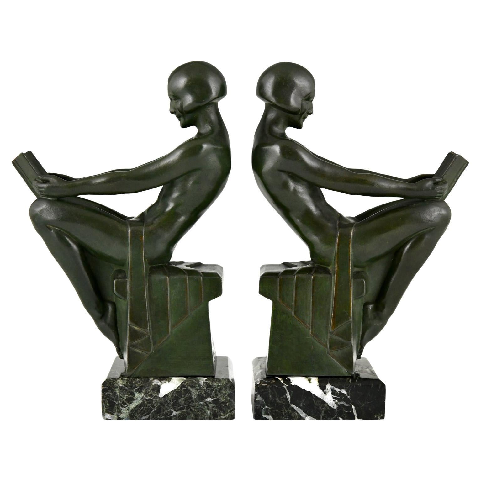 Art Deco Squirrel Bookends Max Le Verrier France 1930 Original at 1stDibs