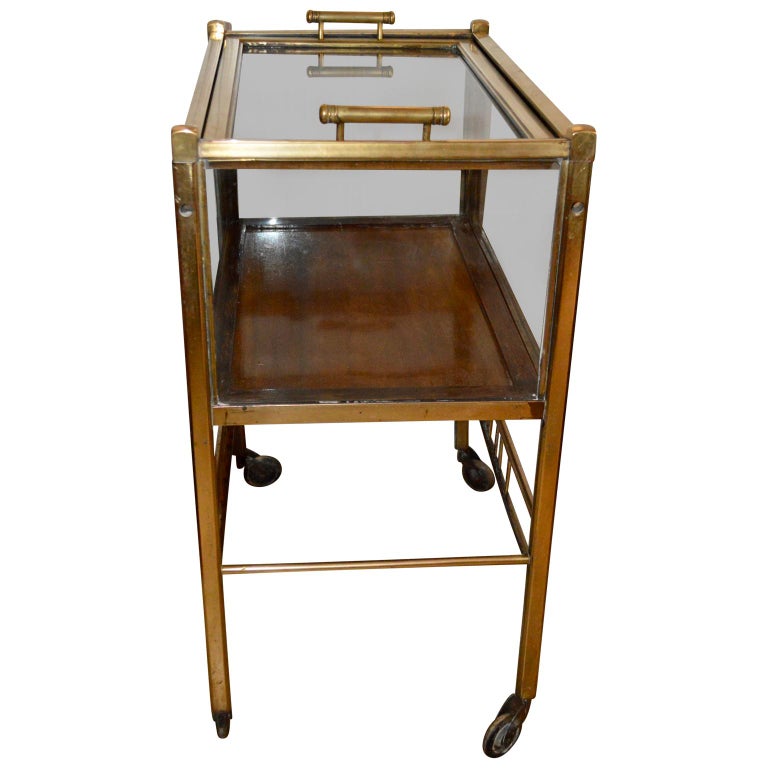 Art Deco Brass And Wood Bar Cart Trolley By Ernst Rockhausen, Germany ...
