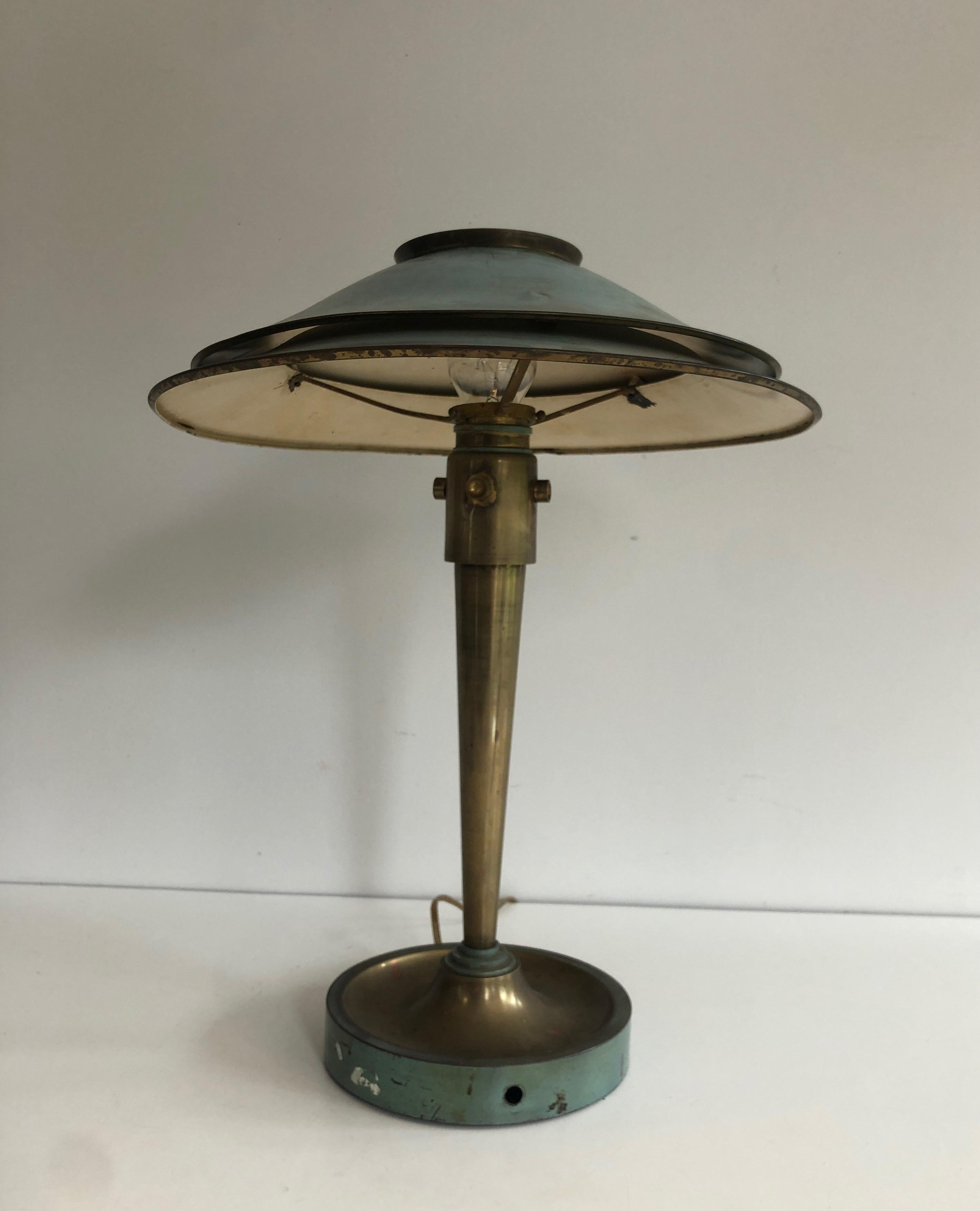 Art Deco Brass Desk Lamp in the Style of Jacques Quinet at 1stDibs