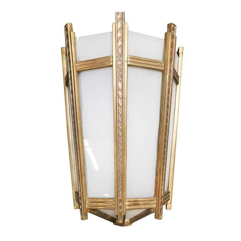 Art Deco Bronze and Glass "Federal" Wall Sconce at 1stDibs