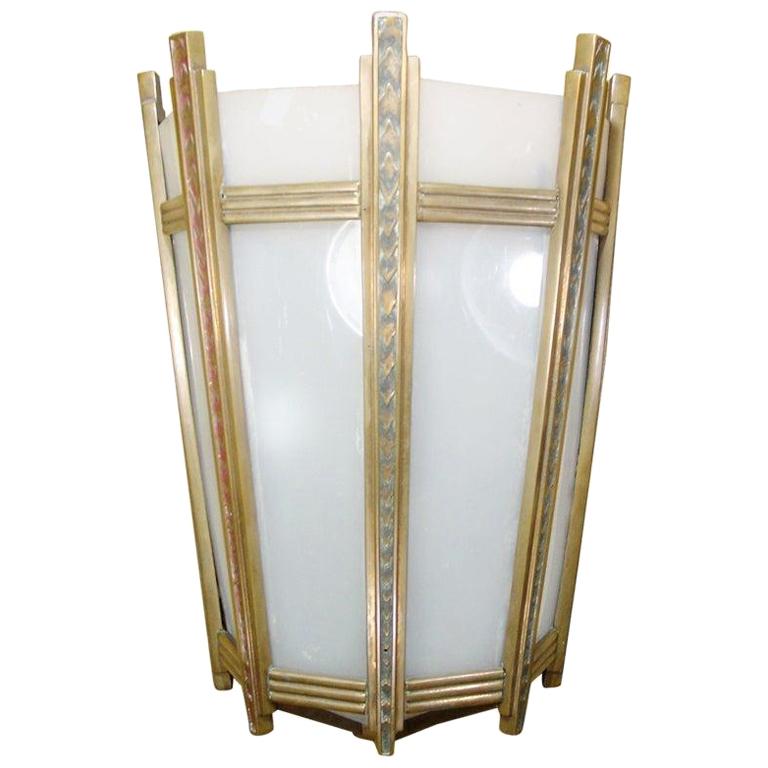 Art Deco Bronze and Glass "Federal" Wall Sconce at 1stDibs