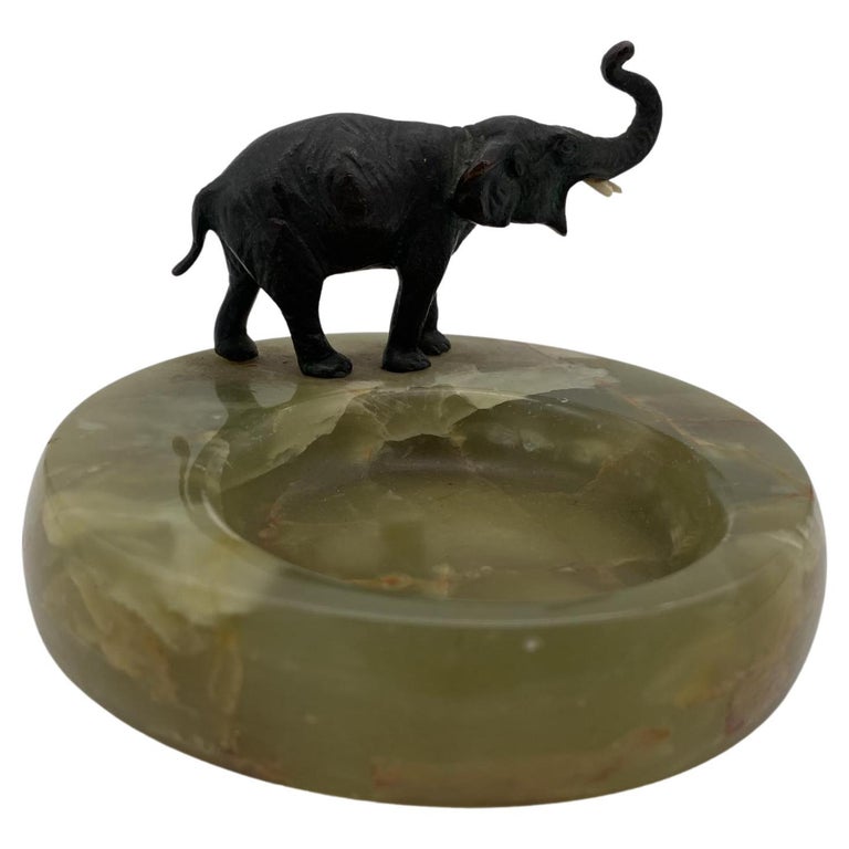 Art Deco Bronze and Marble Elephant Ashtray, circa 1920 For Sale at 1stDibs