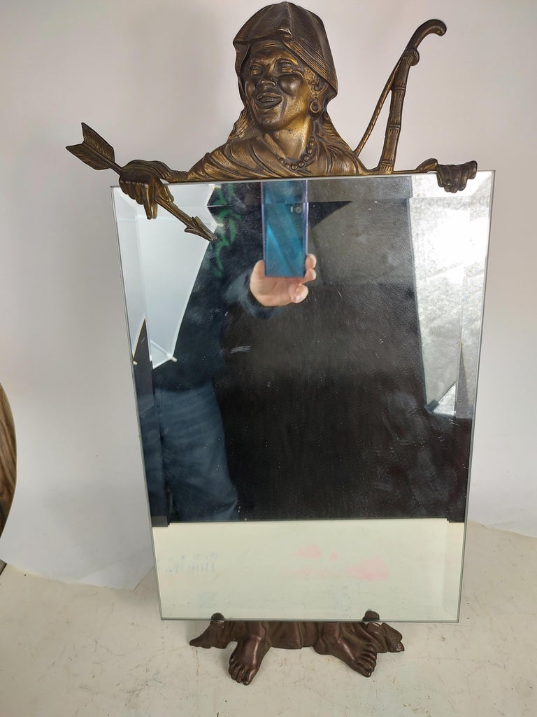 Art Deco Bronze Figure with Bow and Arrow Dresser - Vanity Beveled ...