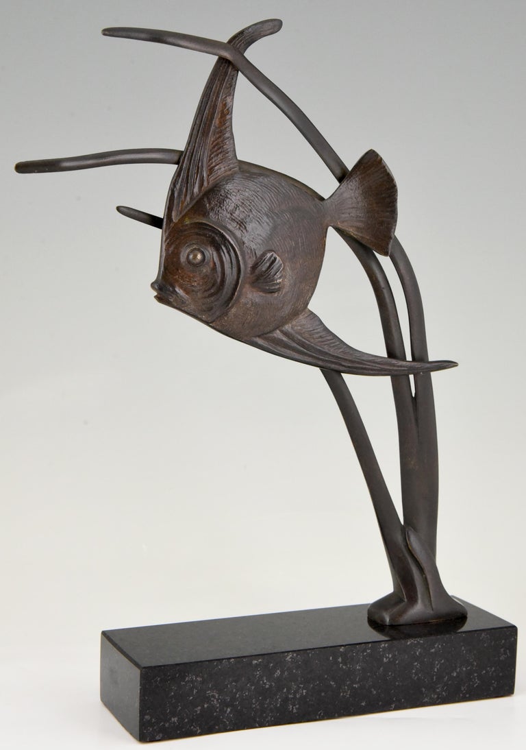 Art Deco Bronze Fish Sculpture by De Roche, France, 1930 at 1stDibs