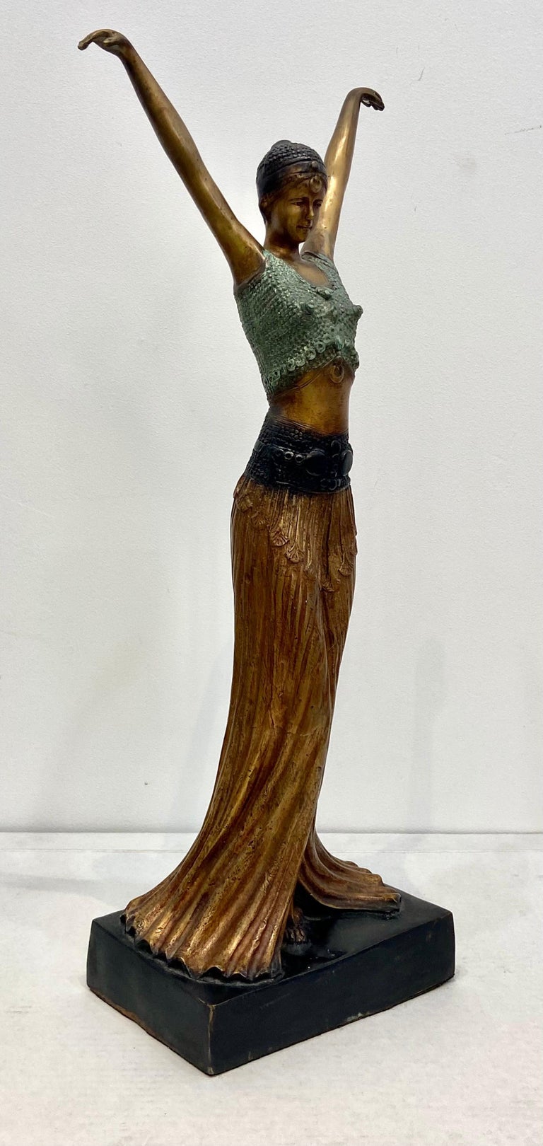 Art Deco Bronze Lady Statue, 1980s at 1stDibs