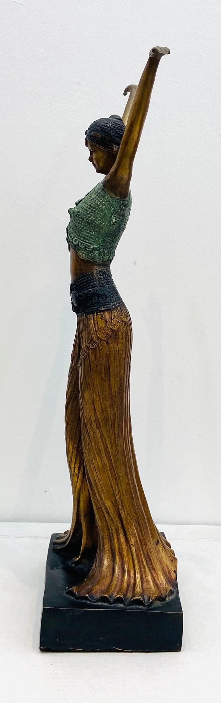 Art Deco Bronze Lady Statue, 1980s at 1stDibs