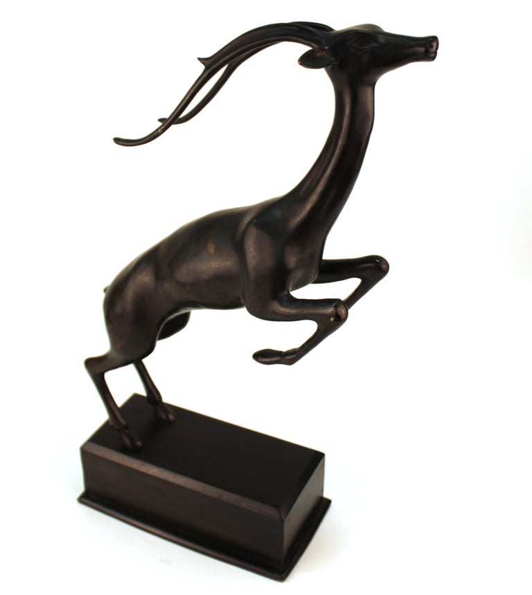 Art Deco Bronze Leaping Antelope Sculpture at 1stDibs | bronze antelope ...
