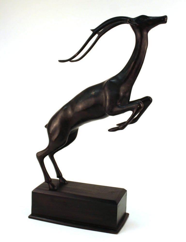 Art Deco Bronze Leaping Antelope Sculpture at 1stDibs | bronze antelope ...