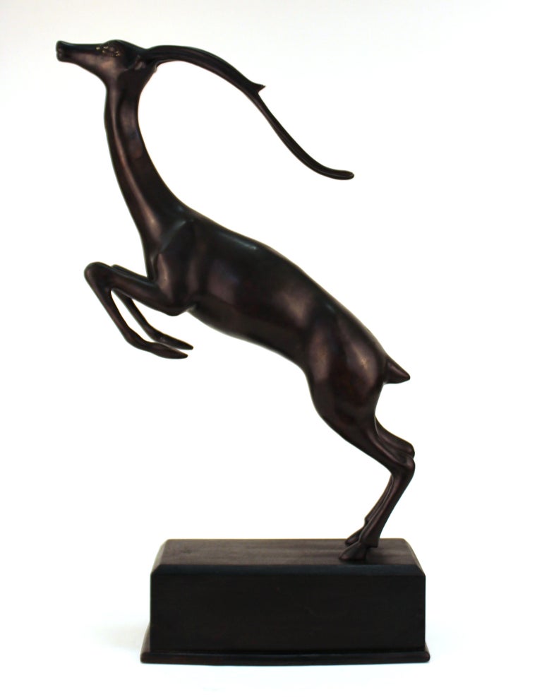 Art Deco Bronze Leaping Antelope Sculpture at 1stDibs | bronze antelope ...