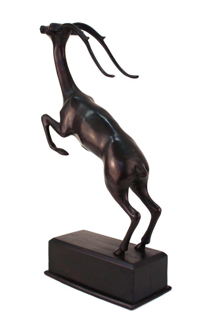 Art Deco Bronze Leaping Antelope Sculpture at 1stDibs | bronze antelope ...