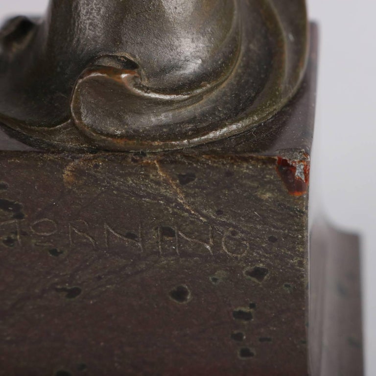 Art Deco Bronze Mucha Style Portrait Sculpture "Morning" of Woman ...