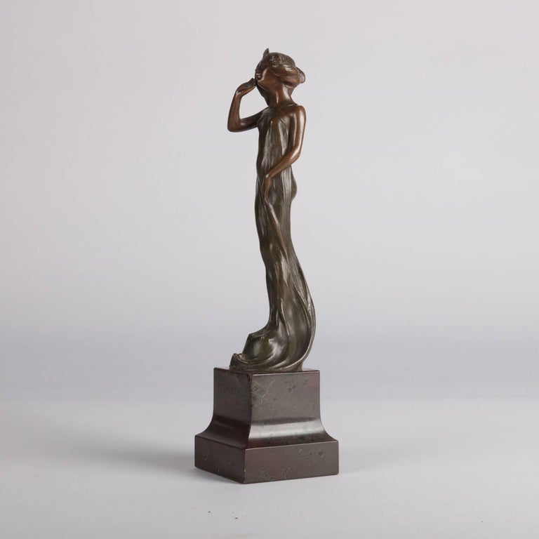 Art Deco Bronze Mucha Style Portrait Sculpture "Morning" of Woman ...