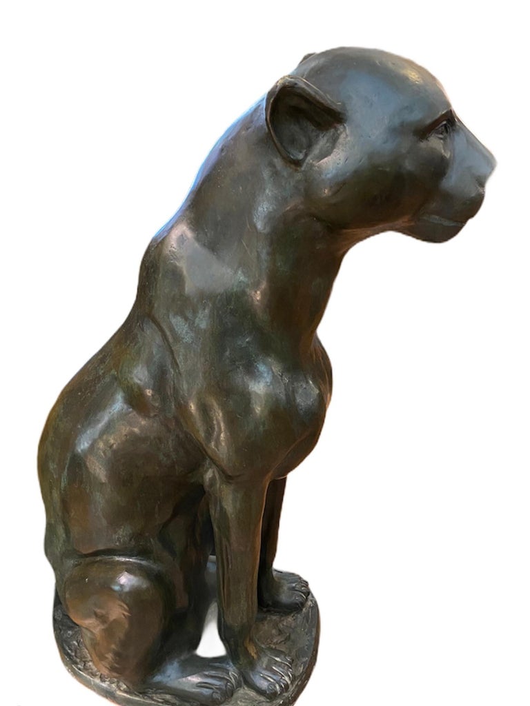 Art Deco Bronze Puma Animal Pair of Sculpture Statue Decorative at ...