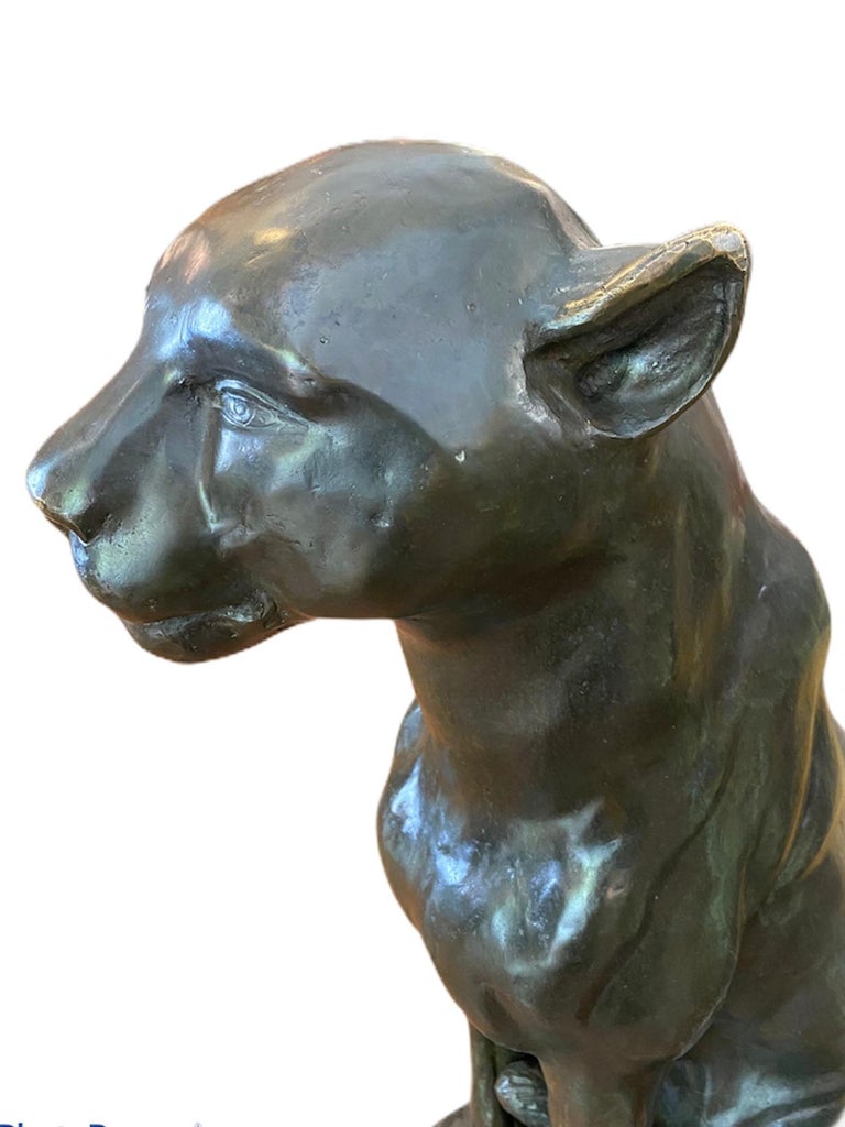 Art Deco Bronze Puma Animal Pair of Sculpture Statue Decorative at ...