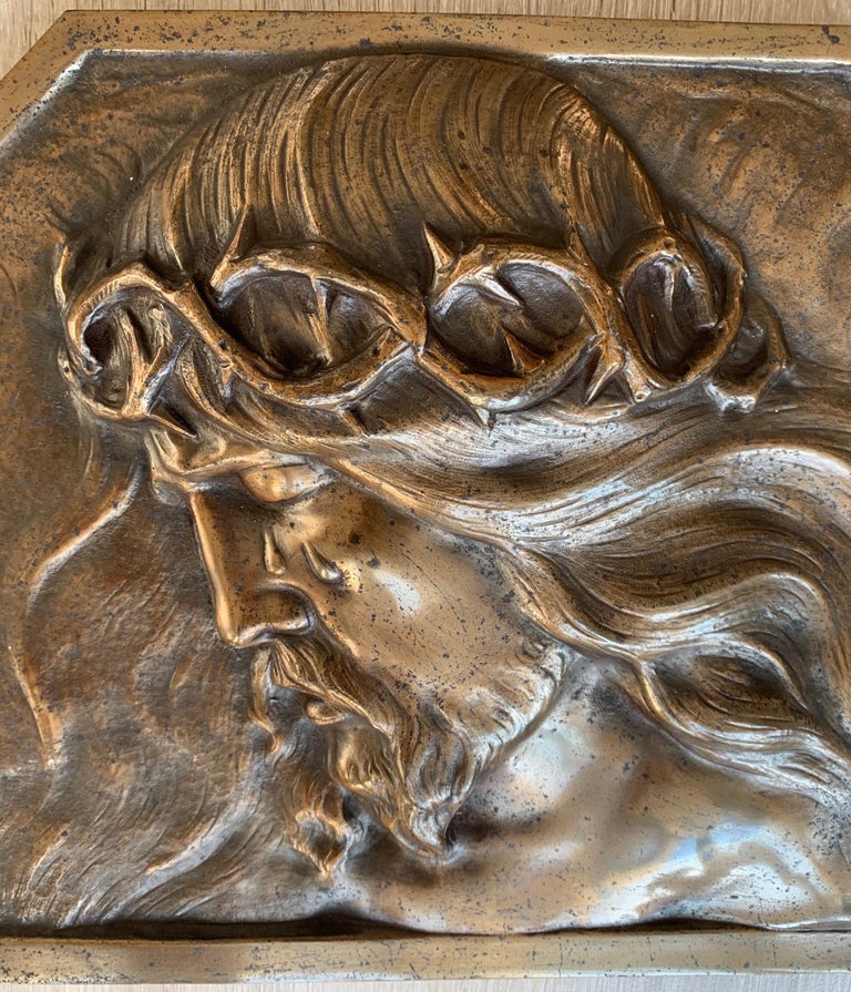Art Deco Bronze Religious Art Wall Plaque in Relief Depicts Suffering ...