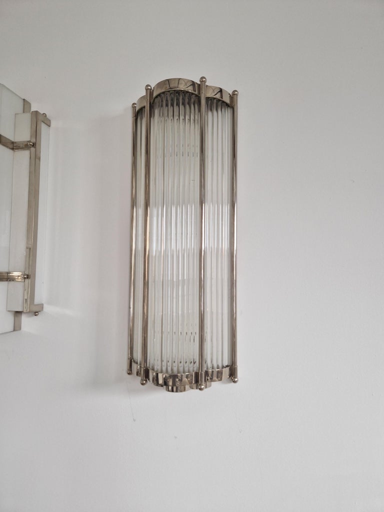 Art Deco Bronze Sconce with nickel finish For Sale at 1stDibs