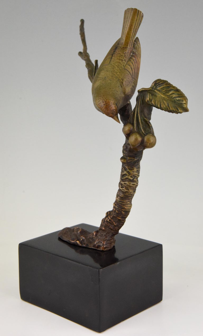 Art Deco Bronze Sculpture Bird on a Branch with Berries I . Rochard ...