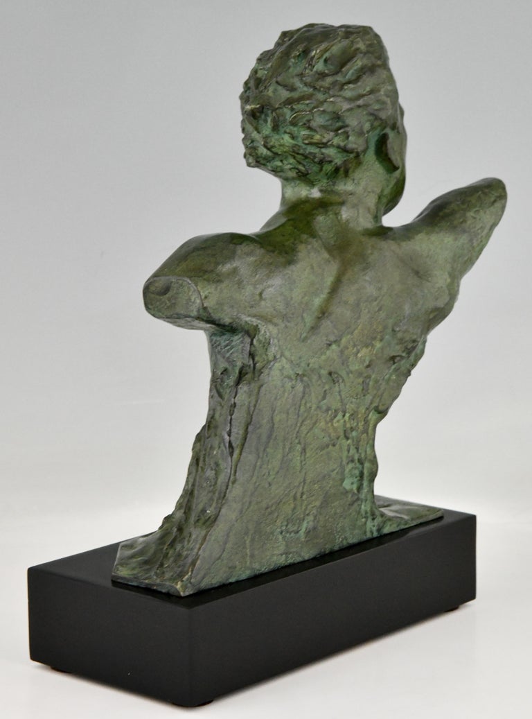 Art Deco Bronze Sculpture Bust by Frederic Focht of Aviator Jean Mermoz ...