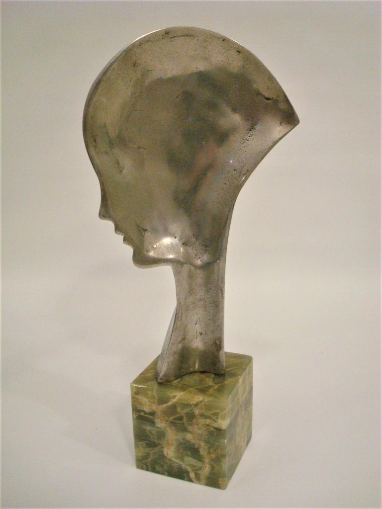Art Deco Bronze Sculpture Bust Woman Profile Guido Cacciapuoti 1930 For ...