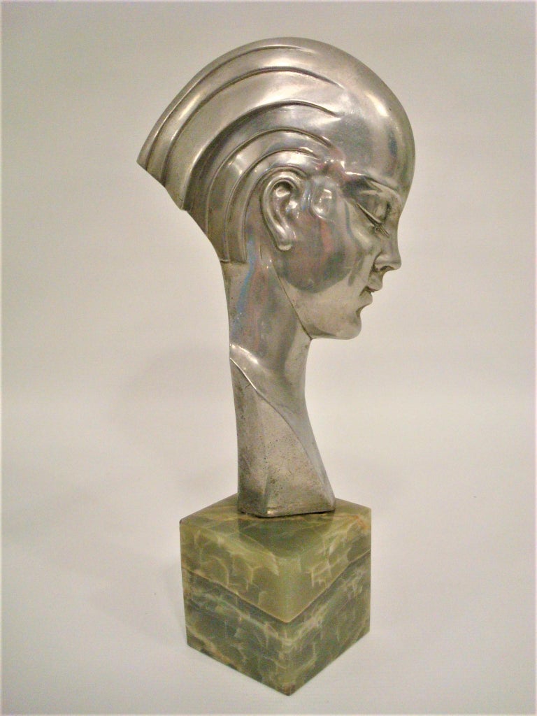 Art Deco Bronze Sculpture Bust Woman Profile Guido Cacciapuoti 1930 For ...