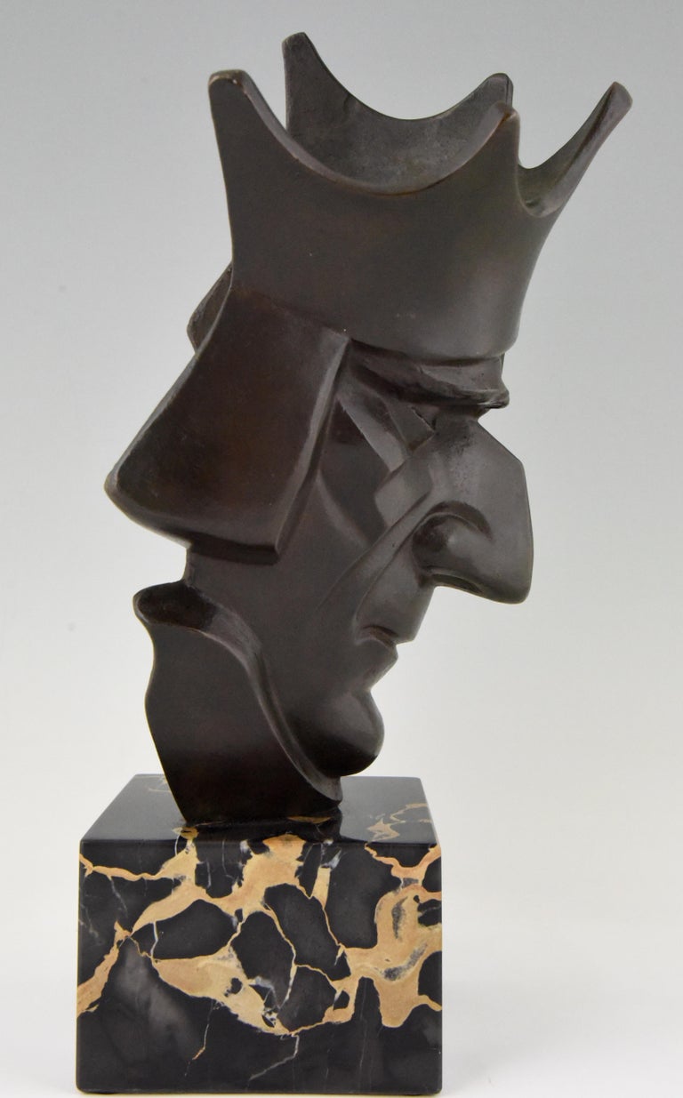 Art Deco Bronze Sculpture Court Jester with Crown by Roland Paris, 1920 ...