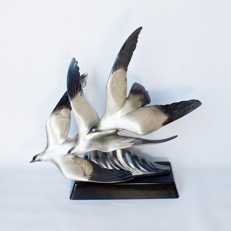 Art Deco Bronze Sculpture Depicting Seagulls in Flight, circa 1925 For ...