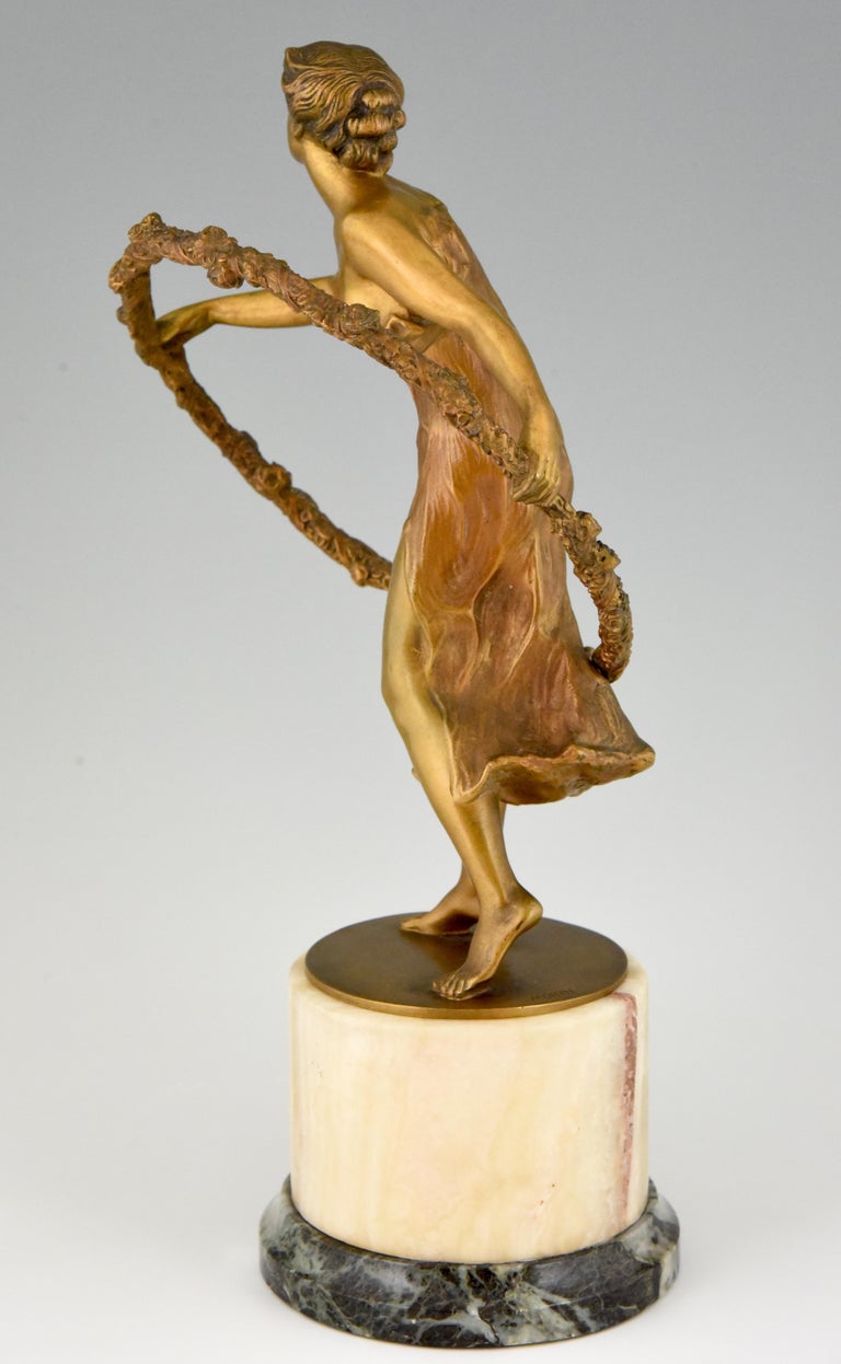 Art Deco Bronze Sculpture of a Girl with Hoop by Georges Morin France ...