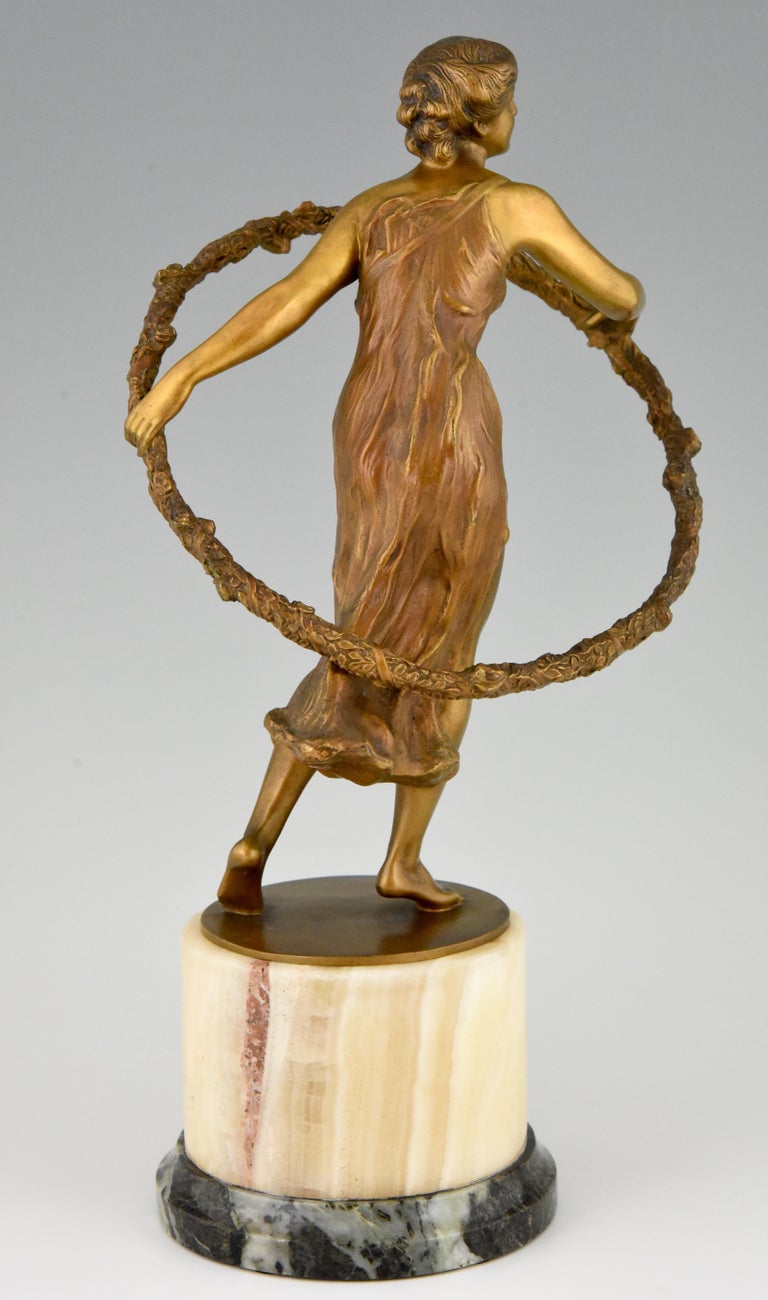 Art Deco Bronze Sculpture of a Girl with Hoop by Georges Morin France ...