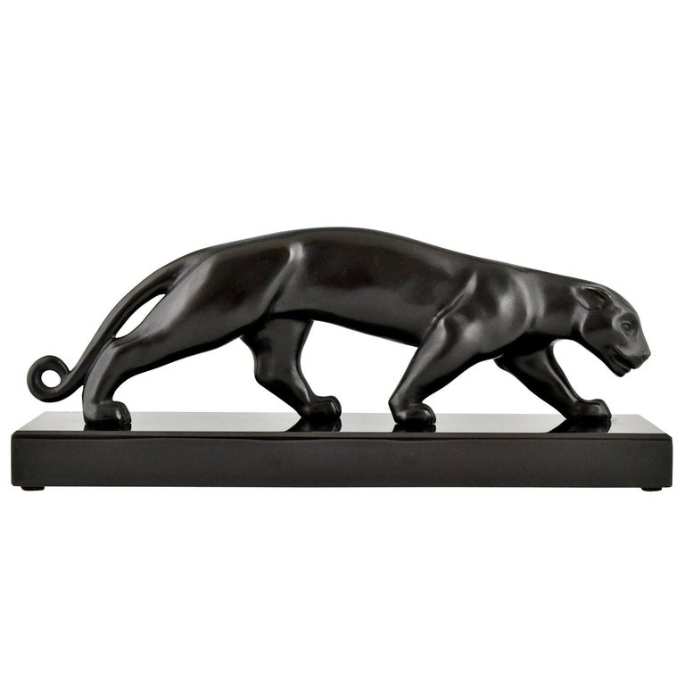 Art Deco Bronze Sculpture of a Panther Lucien Alliot, France, 1925 at ...