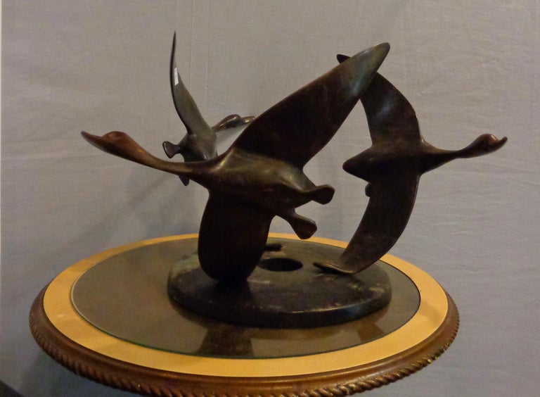 Art Deco Bronze Sculpture of Flying Geese on an Adjustable Base at 1stDibs