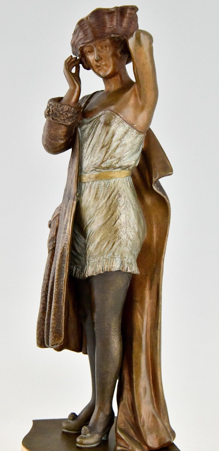 Art Deco Bronze Sculpture of Lady with Hat by Joanny Durand France 1930 ...