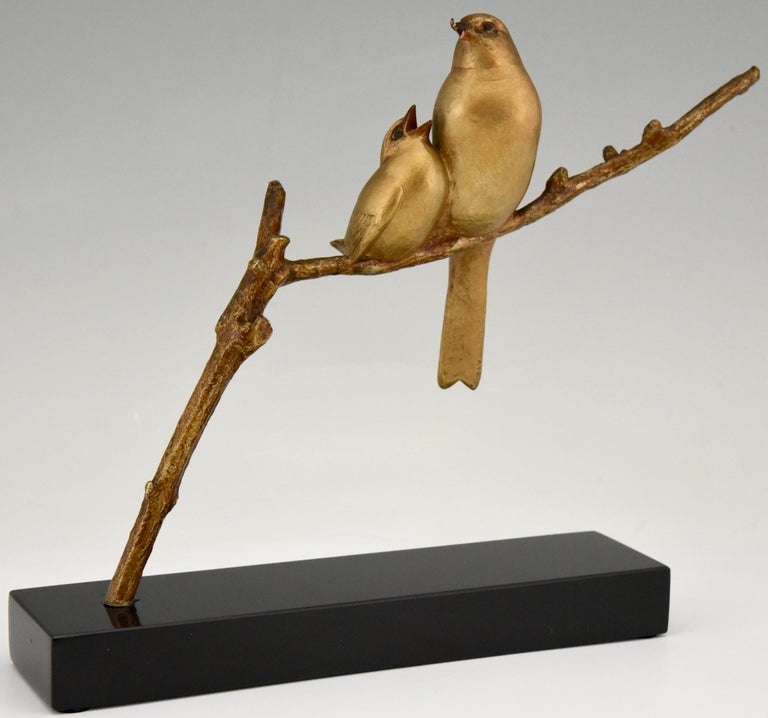 Art Deco Bronze Sculpture of Two Birds on a Branch Andre Vincent ...