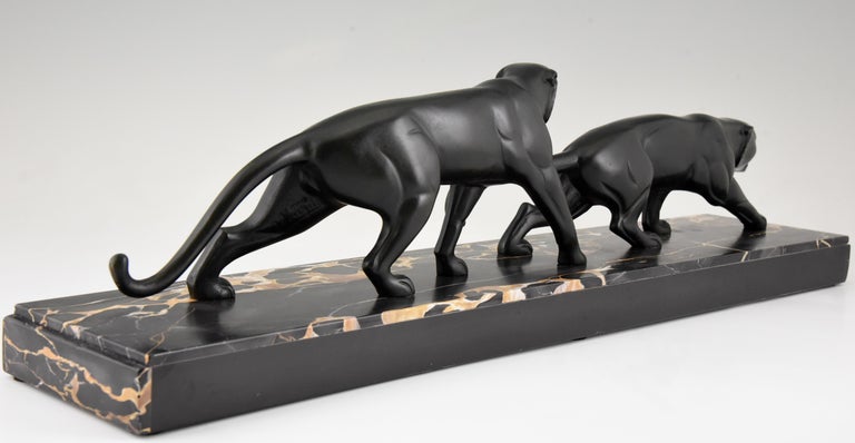 Art Deco Bronze Sculpture of Two Panthers Dominique Jean Baptiste ...