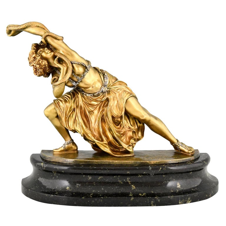 Art Deco Bronze Sculpture Oriental Dancer with Snake Carthage by ...