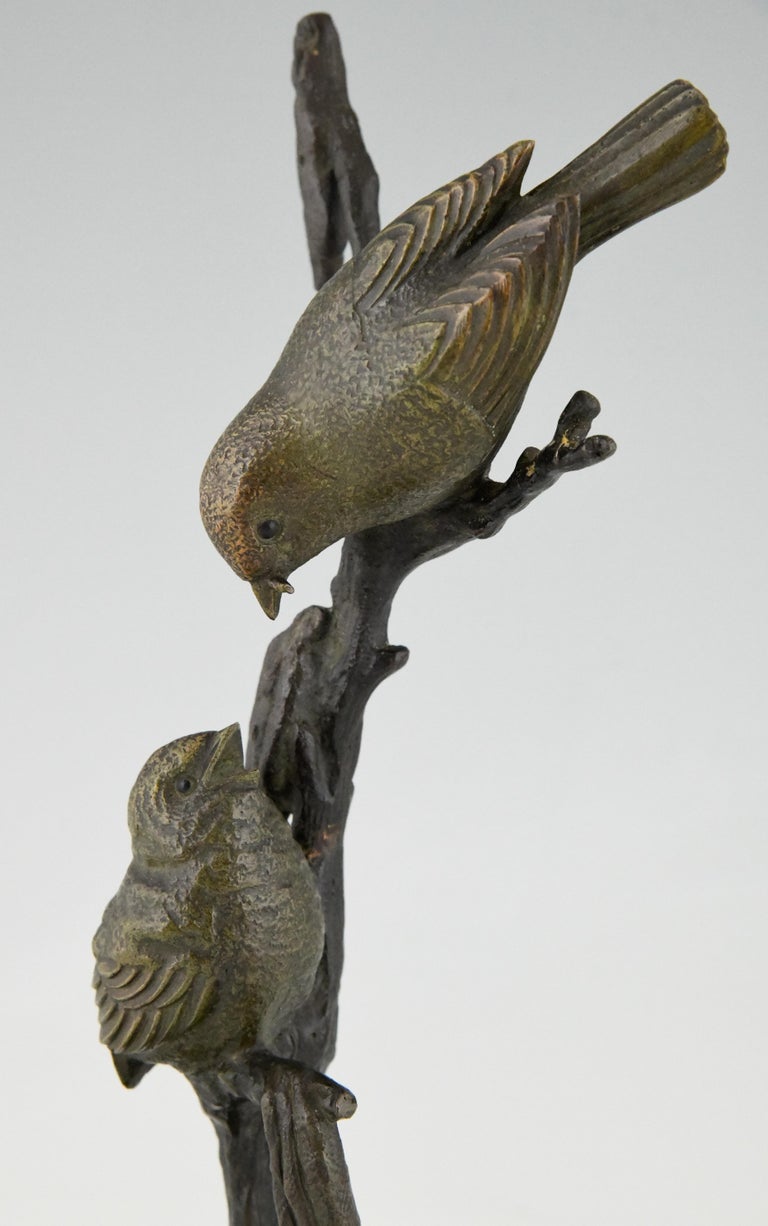 Art Deco Bronze Sculpture Two Birds on an Branch Irenee Rochard, France ...