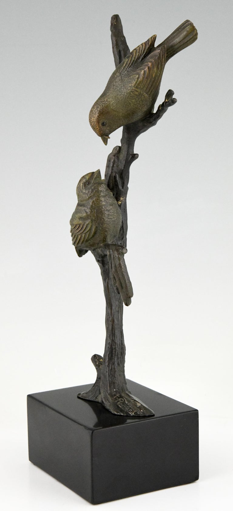 Art Deco Bronze Sculpture Two Birds on an Branch Irenee Rochard, France ...