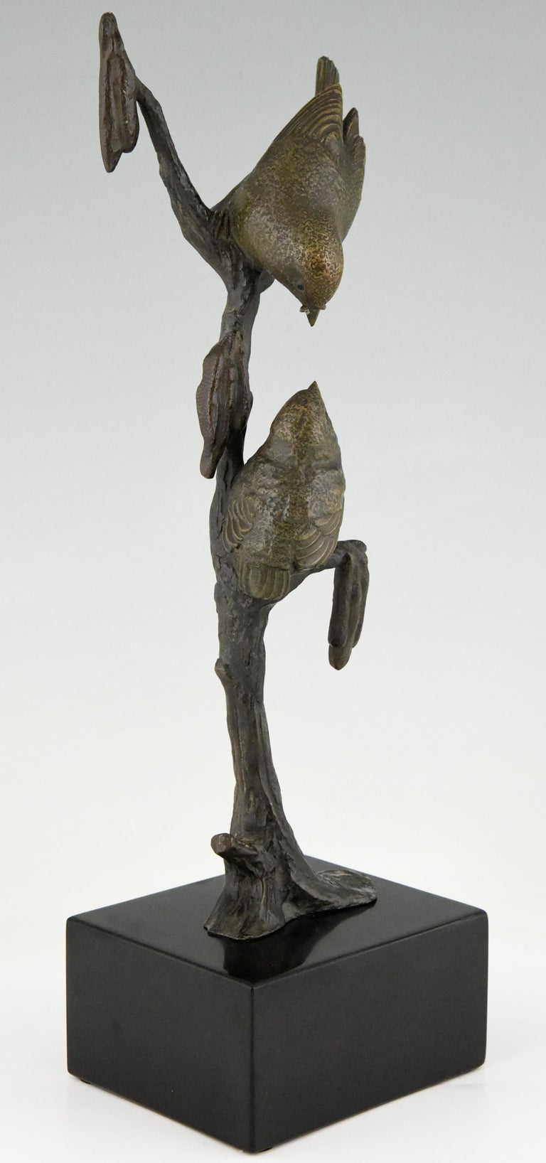 Art Deco Bronze Sculpture Two Birds on an Branch Irenee Rochard, France ...