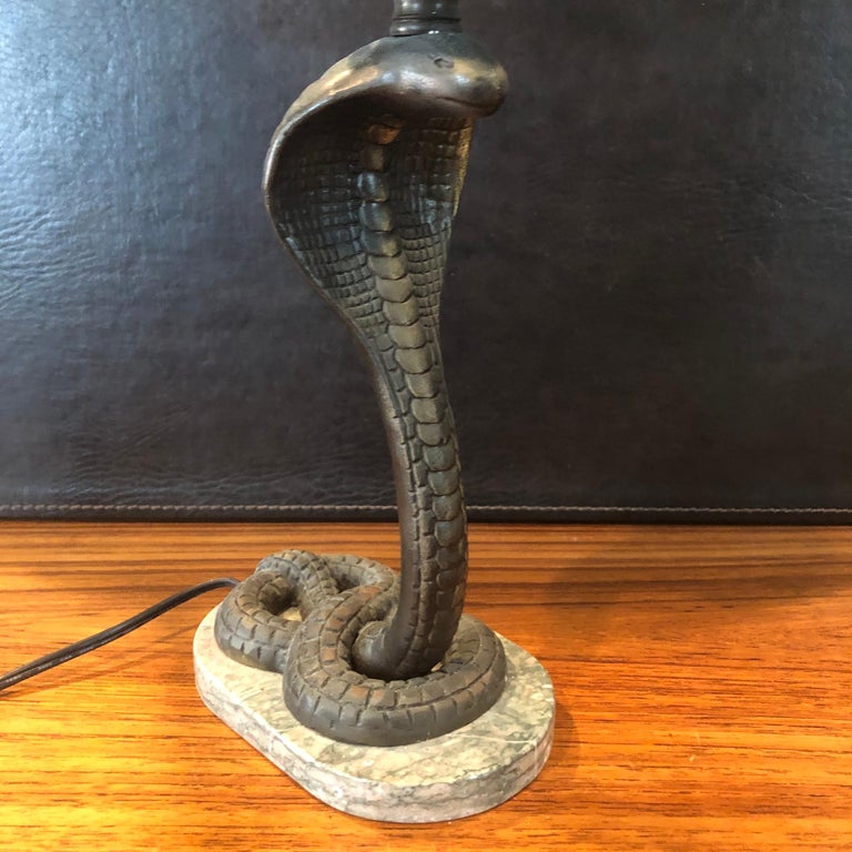 Art Deco Bronze Snake / Cobra Table Lamp with Round Globe at 1stDibs