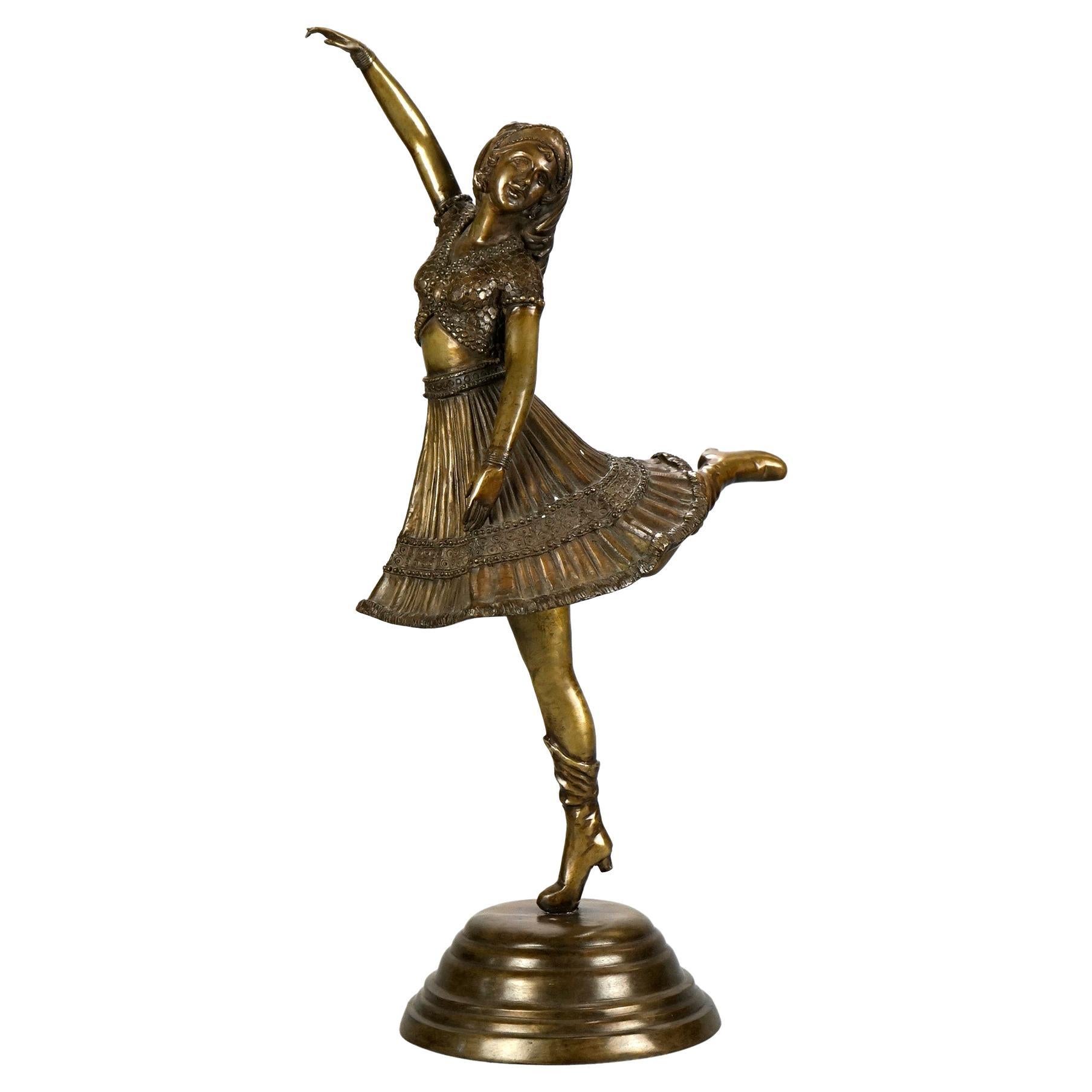 20th Century Bronze Figure of a Female Dancer with Tambourine For Sale ...