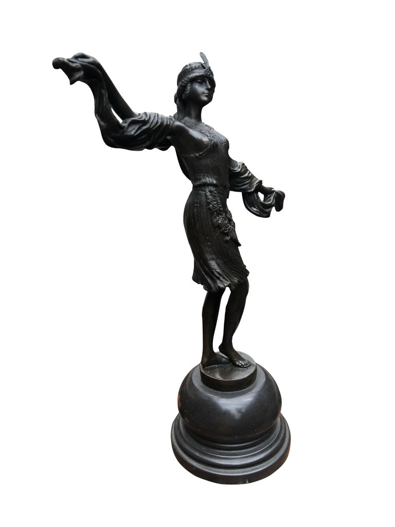 Art Deco Bronze Turkish Dancer Statue Signed Kernalan, 20th Century at ...