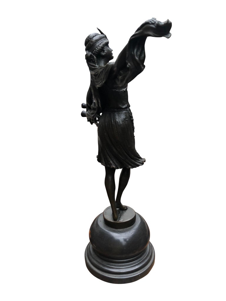 Art Deco Bronze Turkish Dancer Statue Signed Kernalan, 20th Century at ...