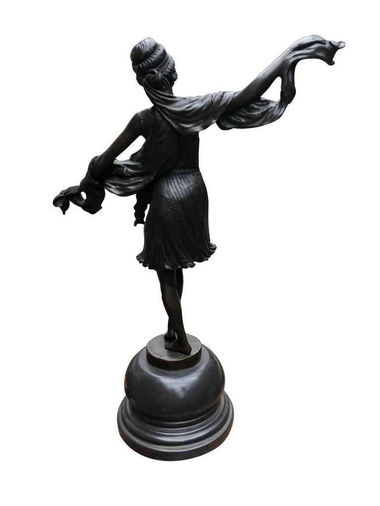 Art Deco Bronze Turkish Dancer Statue Signed Kernalan, 20th Century at ...