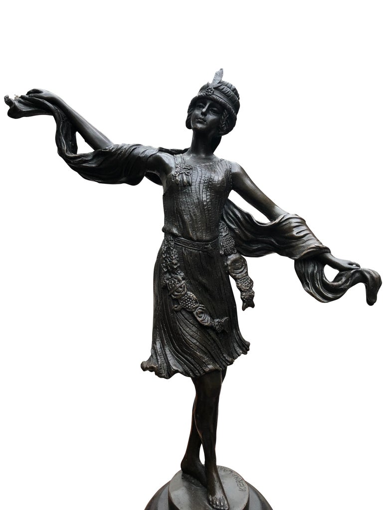 Art Deco Bronze Turkish Dancer Statue Signed Kernalan, 20th Century at ...