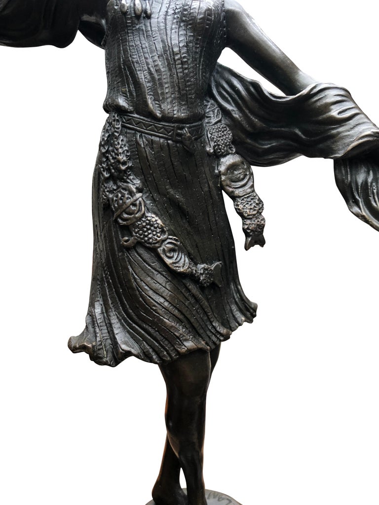 Art Deco Bronze Turkish Dancer Statue Signed Kernalan, 20th Century at ...